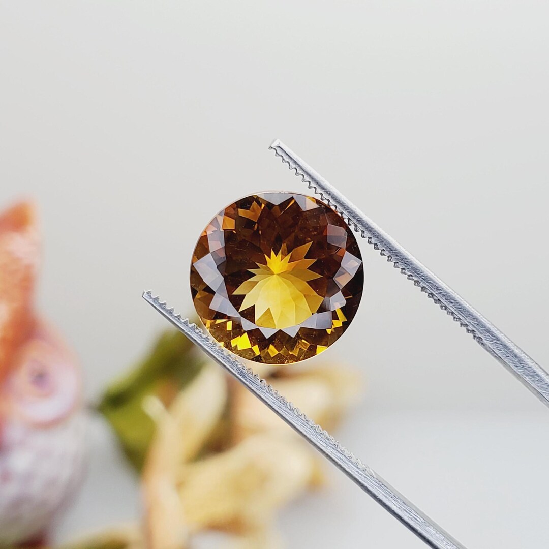 5.55ct Natural Madeira Citrine 12mm Round Loose Faceted Gemstone - Etsy