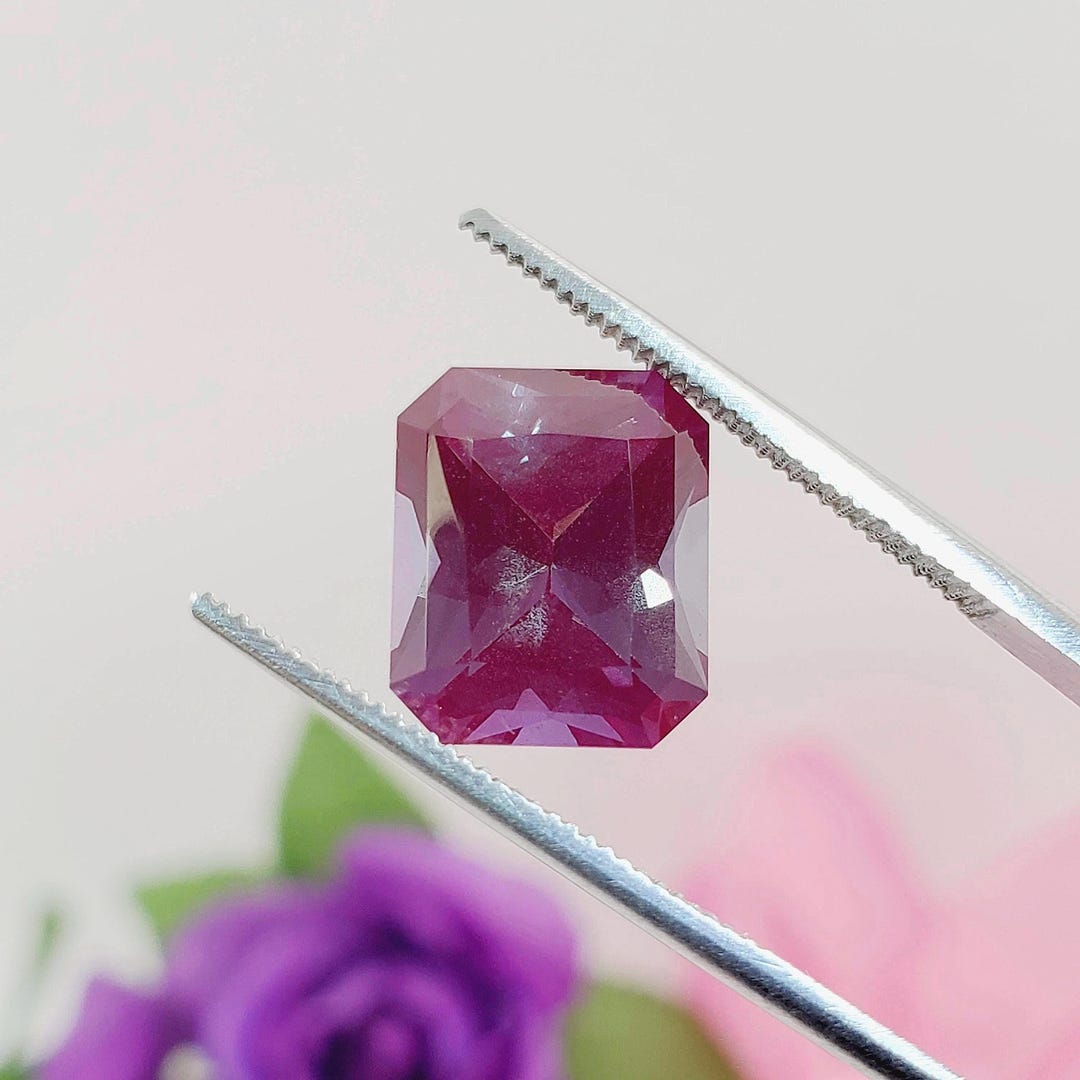 6.85ct Color-change Russian Lab Created Alexandrite 12x10mm Emerald ...