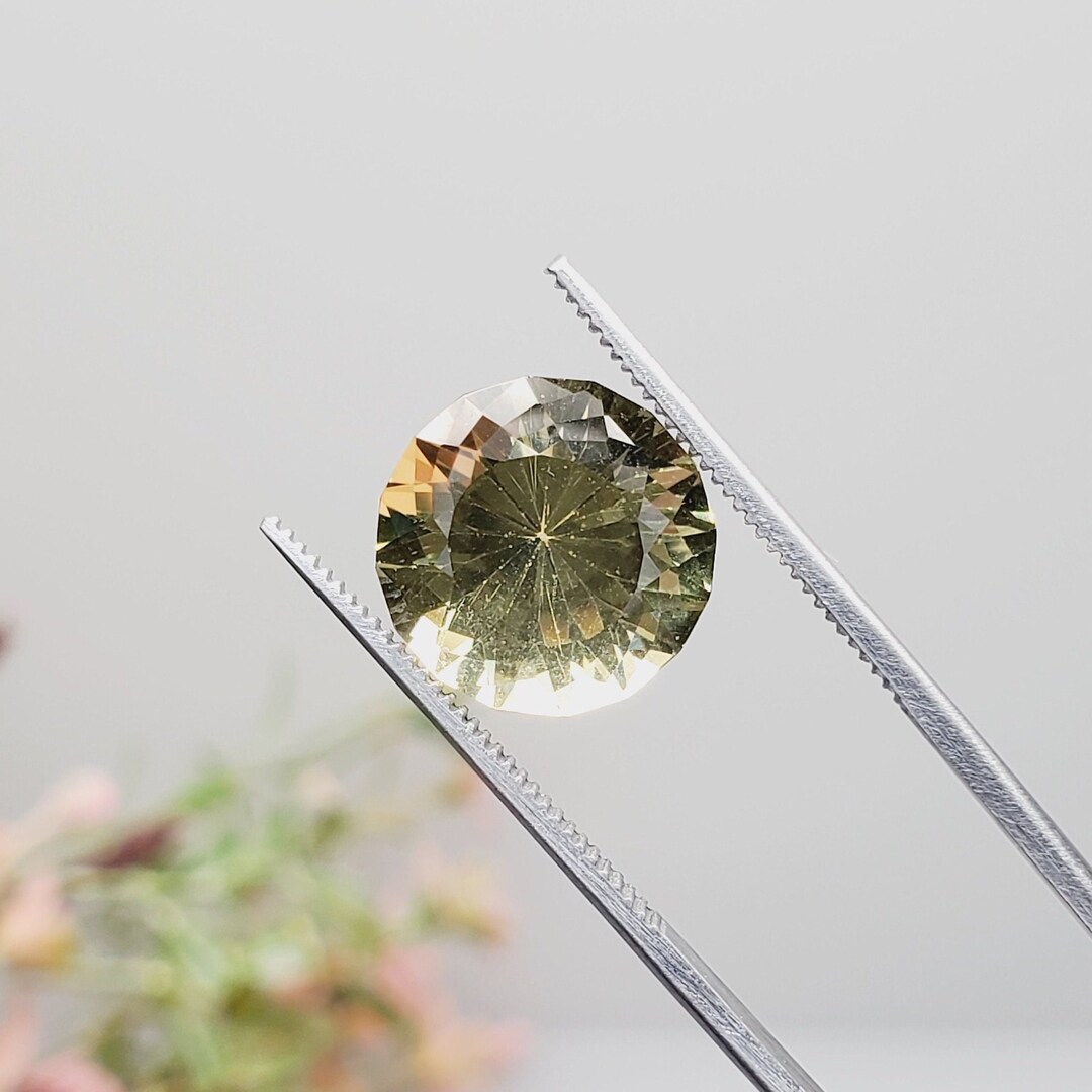 6.40ct Natural Mexican Yellow Labradorite 12mm Round Octadecagon Shape ...