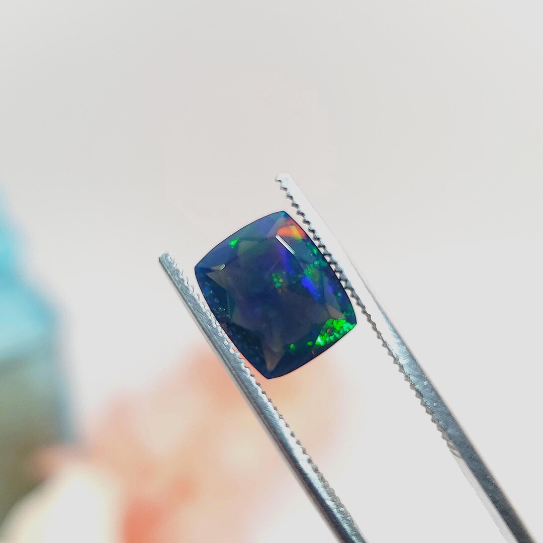 1.80ct Natural Black Ethiopian Opal 9.5x8mm Rectangle Cushion Cut Loose ...