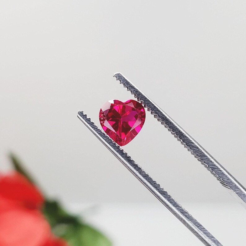 1.00ct Lab Created Ruby 6mm Heart Shape Loose Faceted Gemstone - Etsy