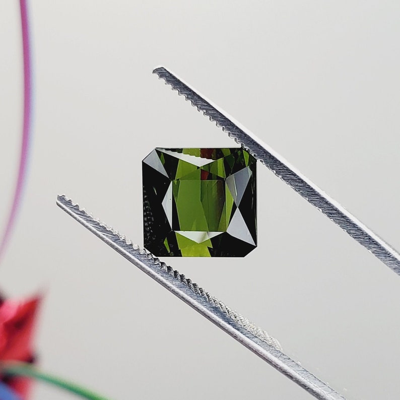 4.50ct Natural Dark Green Tourmaline 9mm Square Octagonal Fancy Cut ...