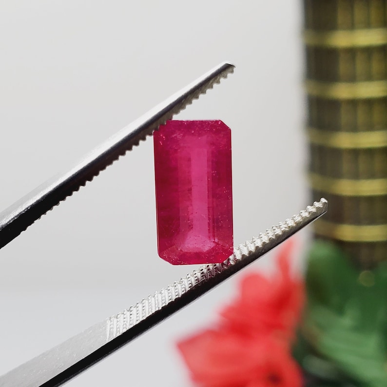 3.50ct Natural Ruby 12x6mm Elongated Emerald Shape Step Cut - Etsy