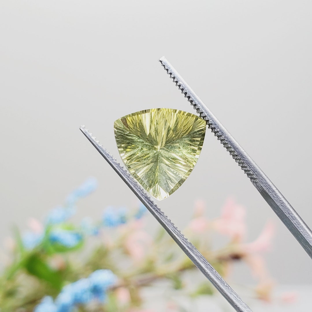 4.40ct Natural Lemon Quartz 12x12mm Trillion Fancy Cut Table Quantum ...
