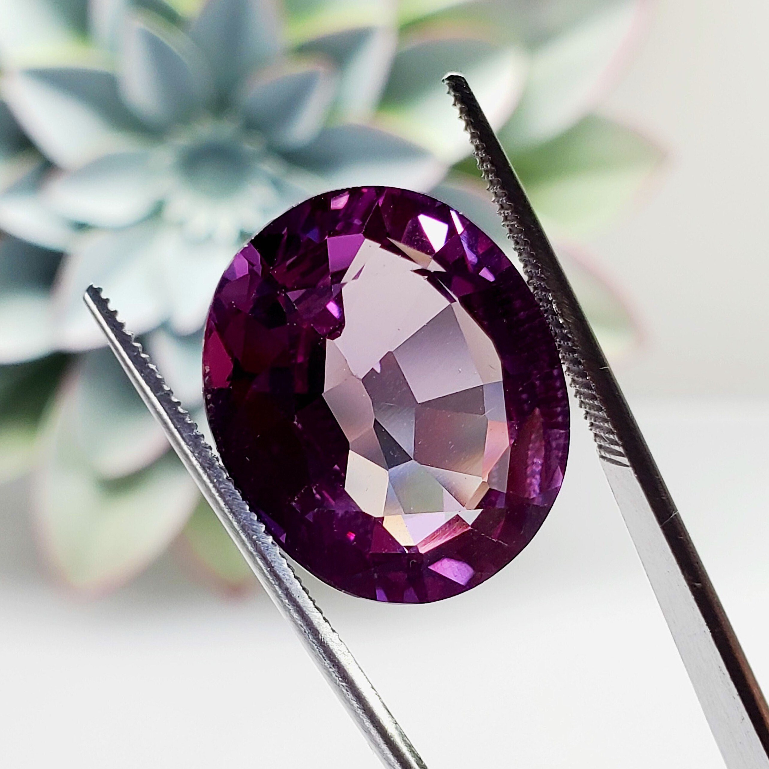 27.85ct Color-change Russian Lab Created Alexandrite 20x18mm Oval Loose ...