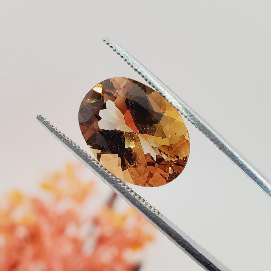 10.65ct Natural Bi-color Brown South American Topaz 16x12mm Oval Loose ...