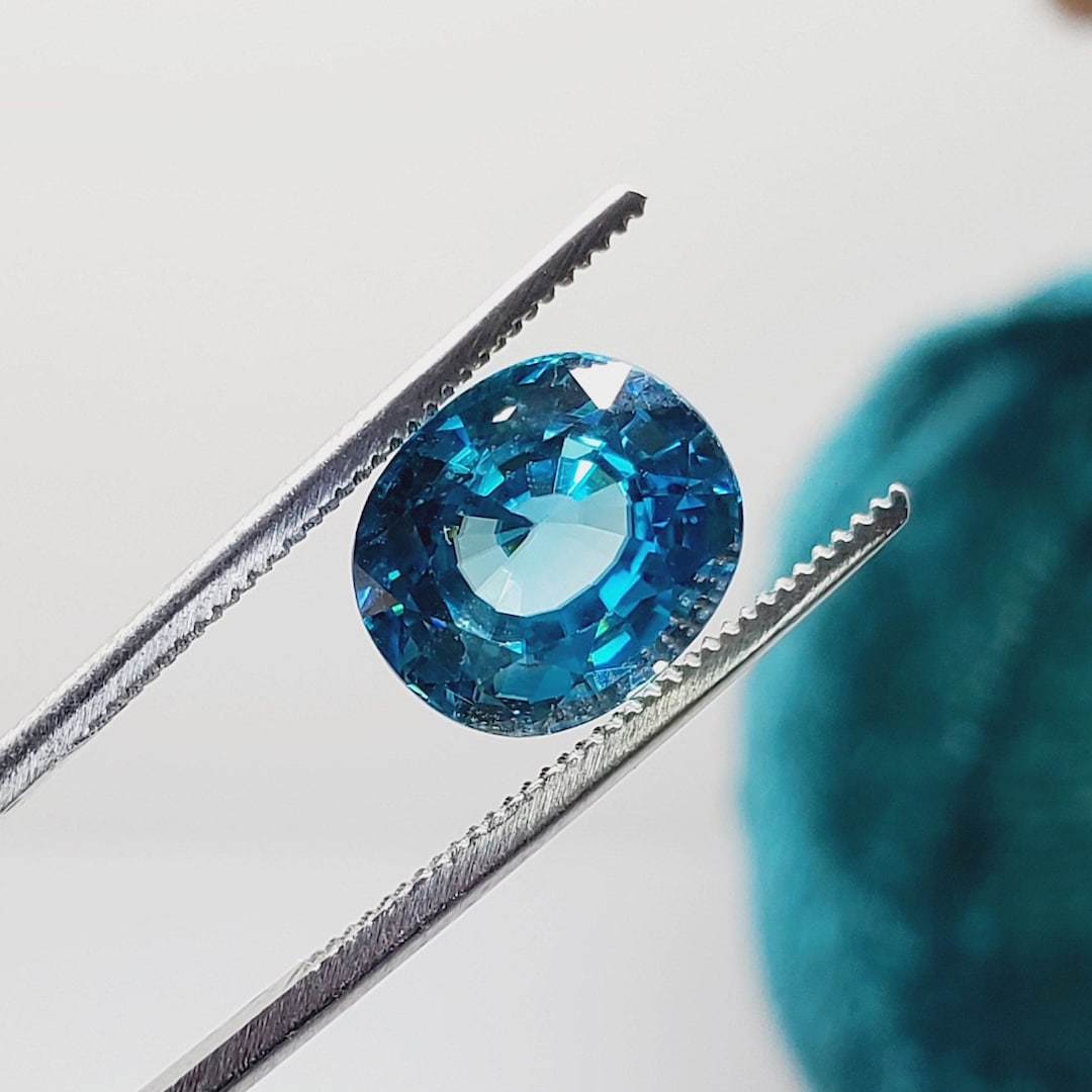 6.30ct Natural Blue Zircon 10.5x9mm Oval Loose Faceted Gemstone - Etsy