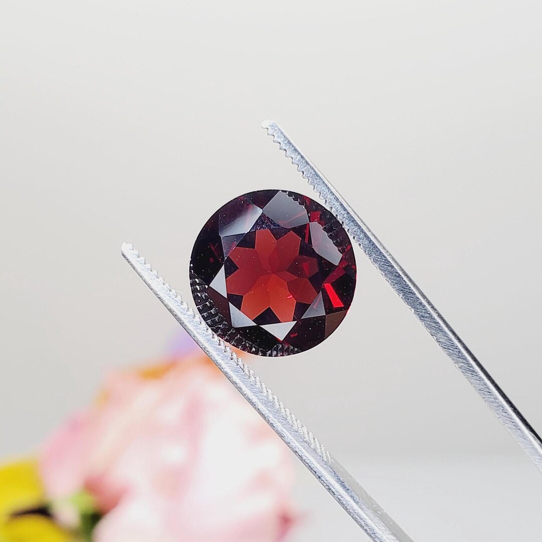 6.65ct Natural Red Garnet 12mm Round Loose Faceted Gemstone - Etsy
