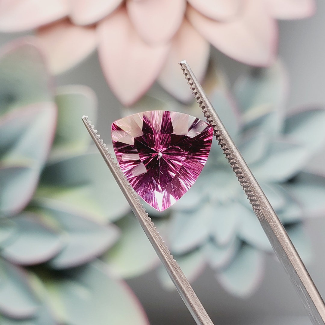 6.75ct Pink Topaz 12mm Trillion Quantum Cut Loose Faceted Gemstone - Etsy