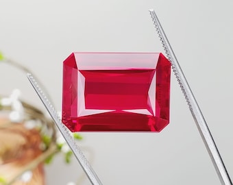 3.50ct Natural Ruby 12x6mm Elongated Emerald Shape Step Cut Loose ...