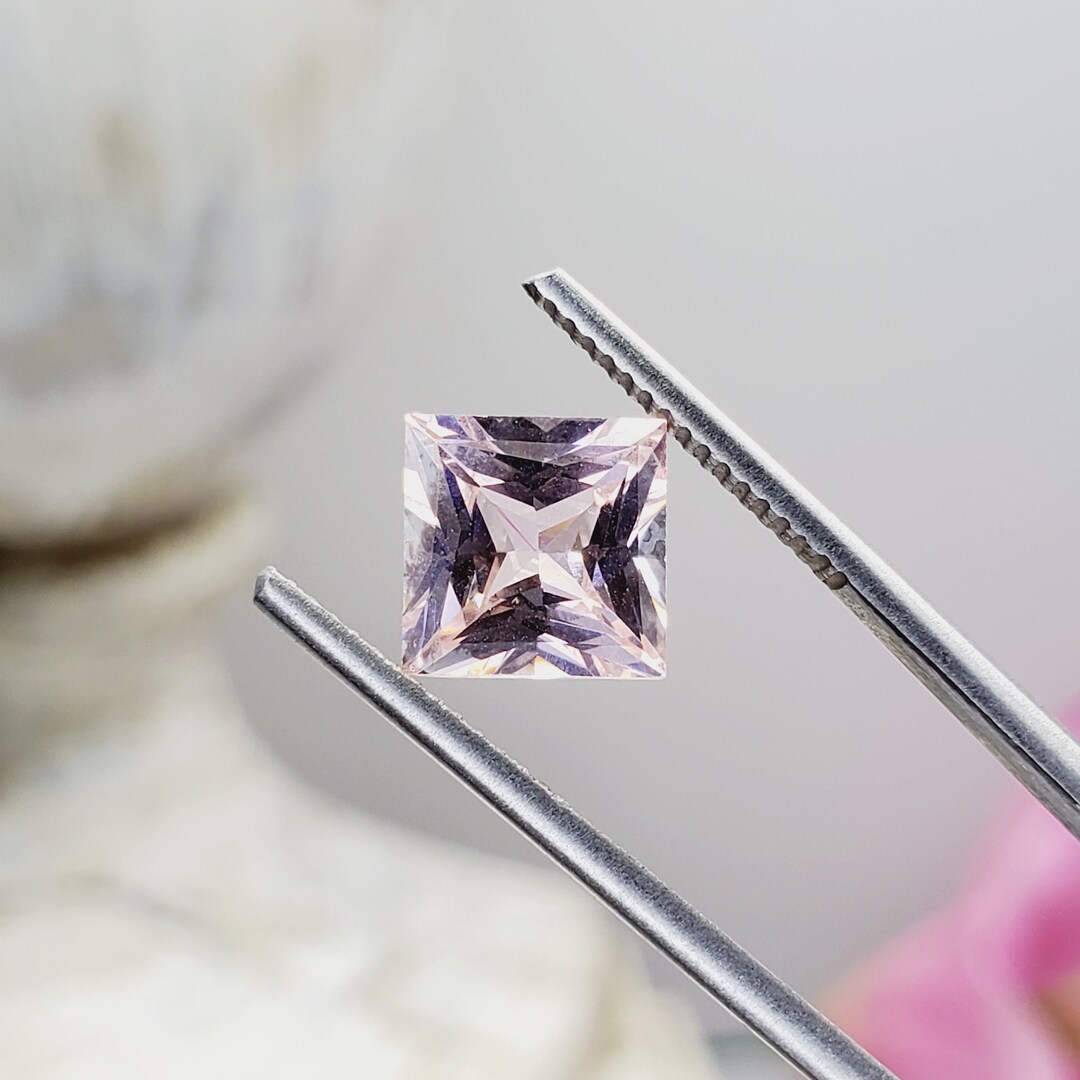 3.75ct Pink Yttrium Aluminum Garnet (YAG) 8mm Square Princess Cut Loose ...