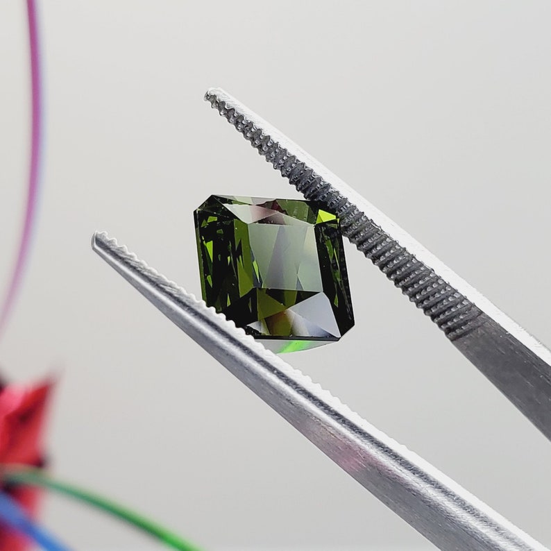 4.50ct Natural Dark Green Tourmaline 9mm Square Octagonal Fancy Cut ...
