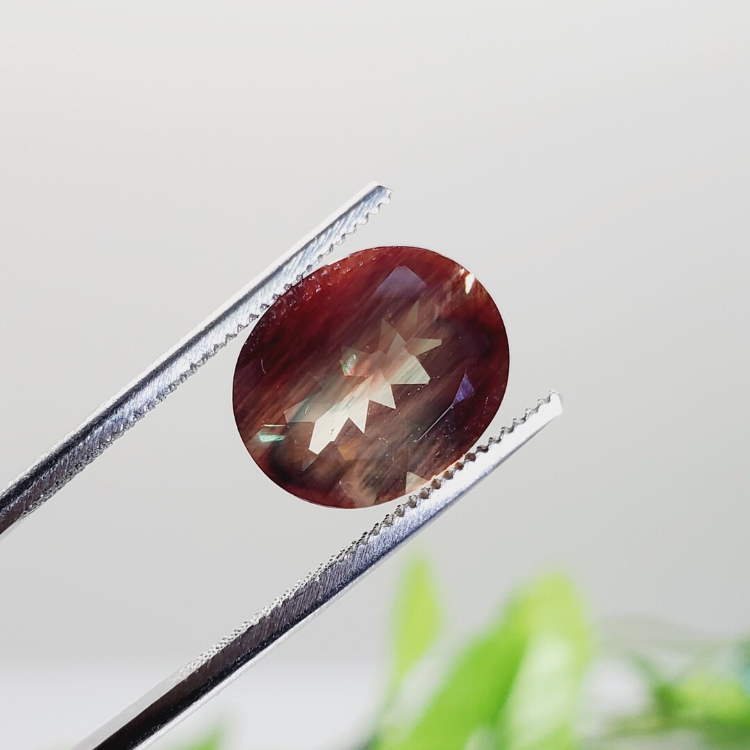 3.95ct Natural Tri-color Red, Green and Yellow Andesine-labradorite ...