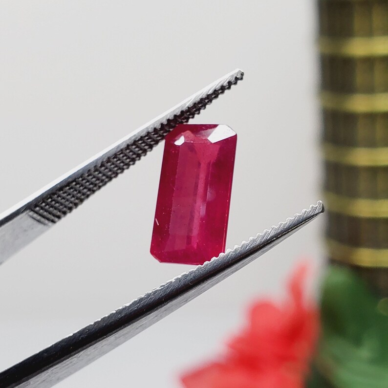 3.50ct Natural Ruby 12x6mm Elongated Emerald Shape Step Cut Loose ...