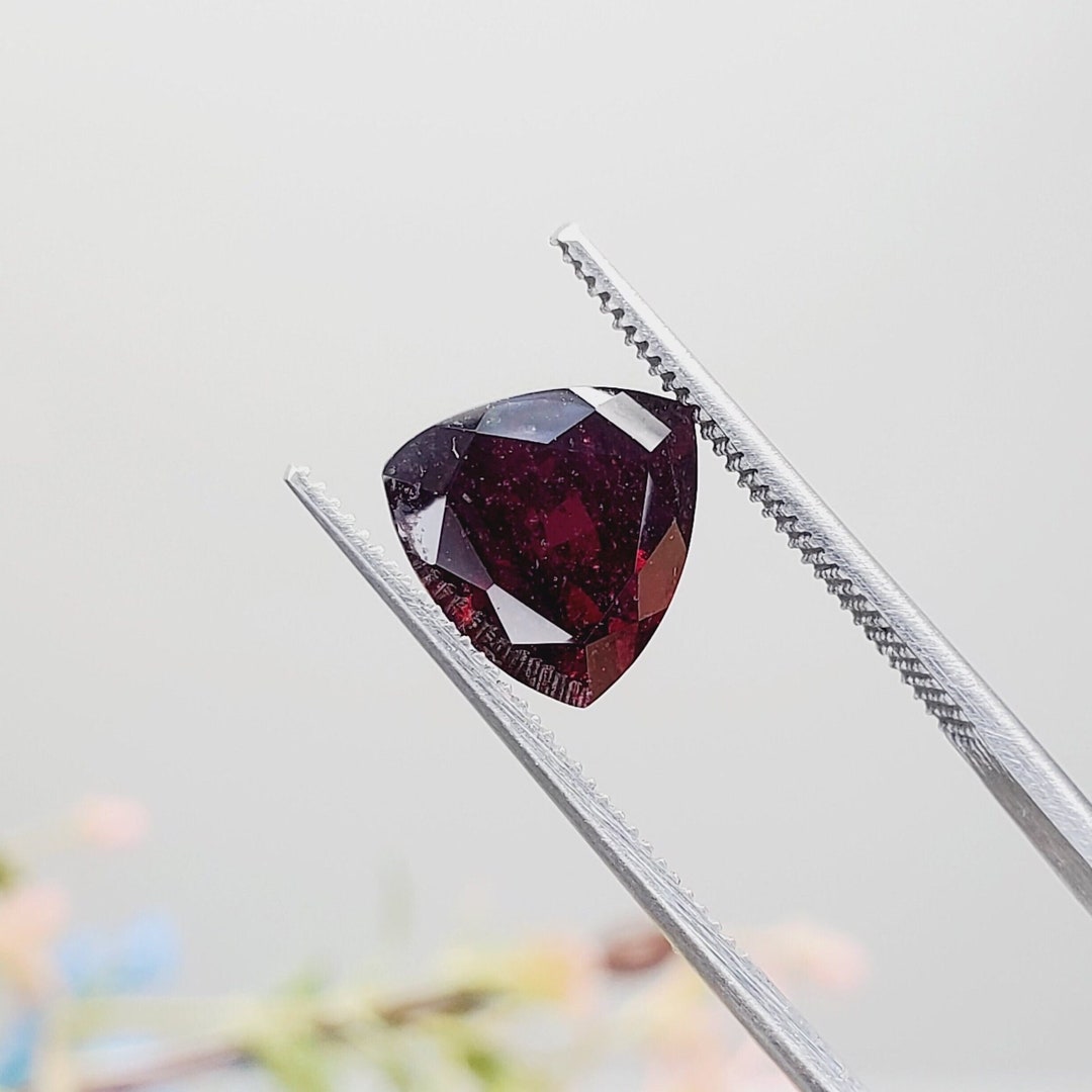 4.20ct Natural Rhodolite Garnet 10x10mm Trillion Loose Faceted Gemstone ...