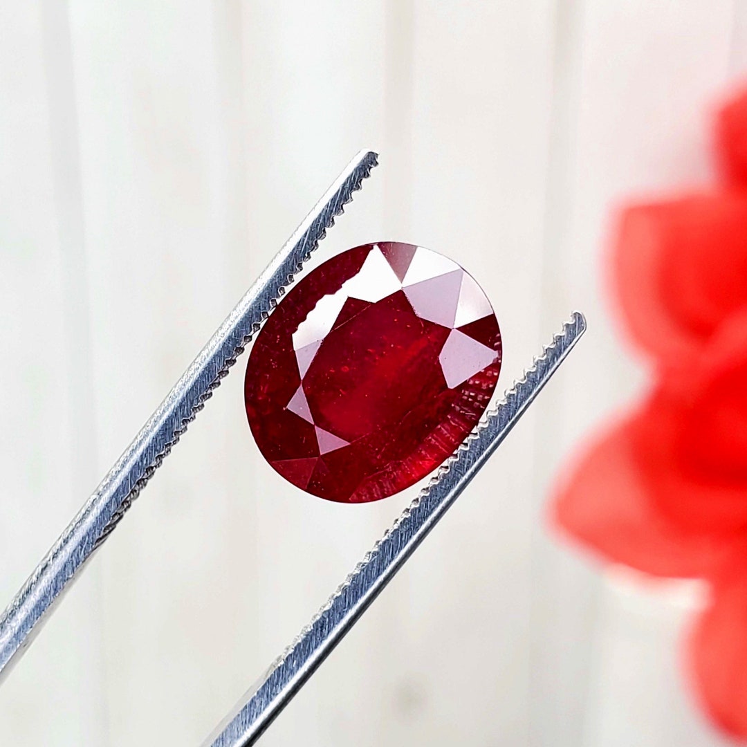 7.70ct Natural Mahaleo Ruby Fissure-filled 12x10mm Oval Loose Faceted ...