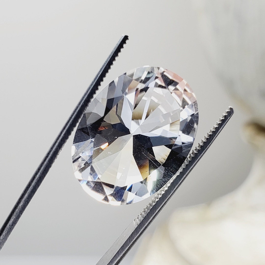 15.45ct Natural White Rock Crystal Quartz 20x15mm Oval Fancy Cut Loose ...