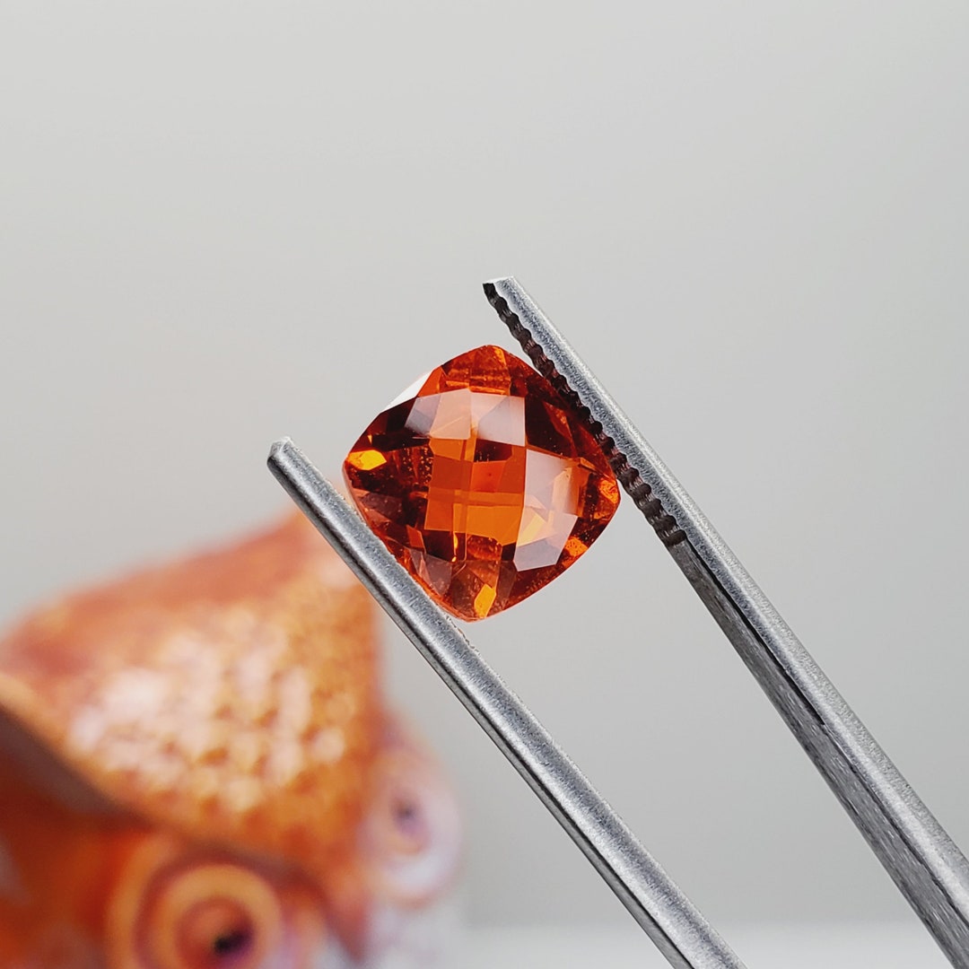 4.00ct Brazilian Sunfire Orange Quartz Doublet 10mm Square Cushion ...