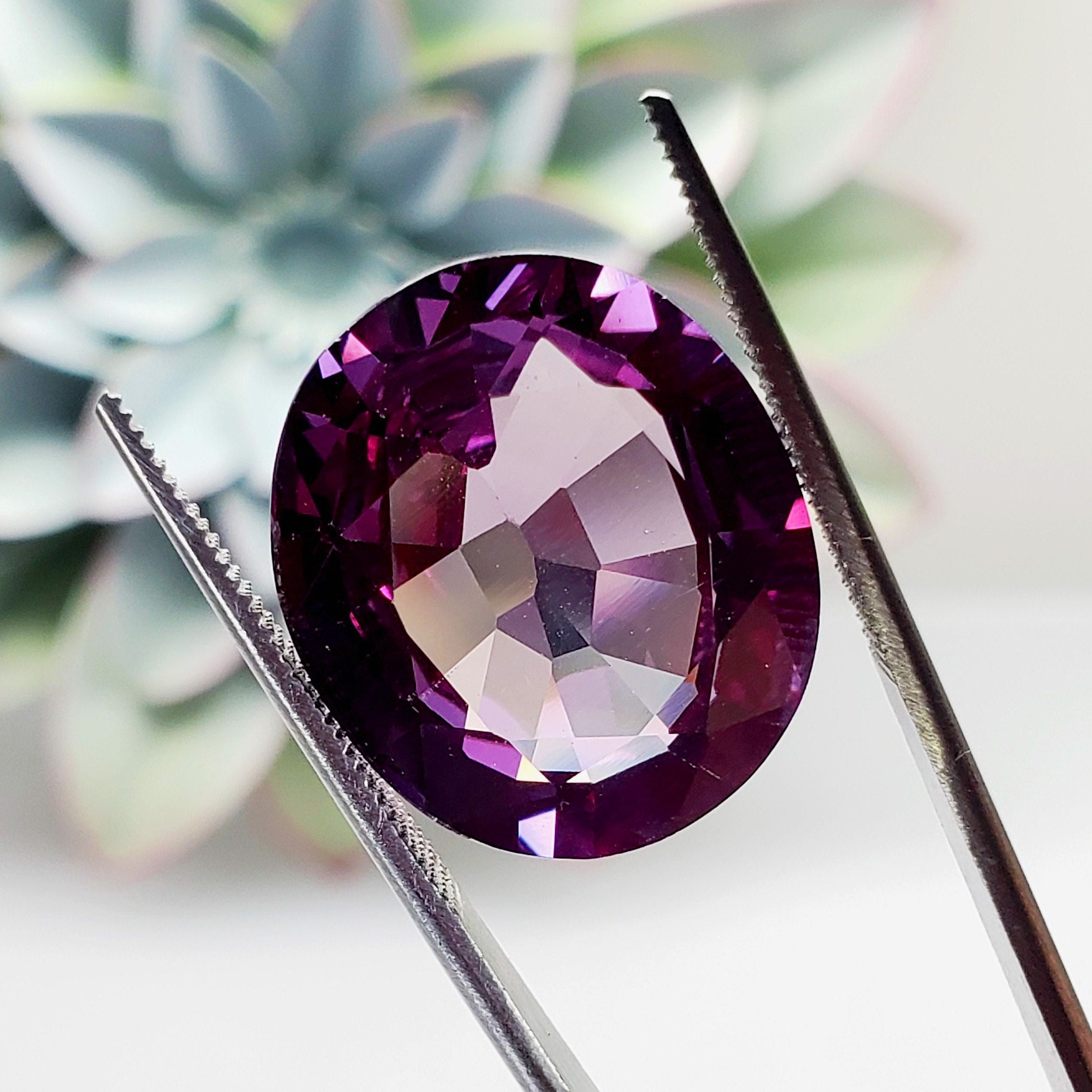 27.85ct Color-change Russian Lab Created Alexandrite 20x18mm Oval Loose ...