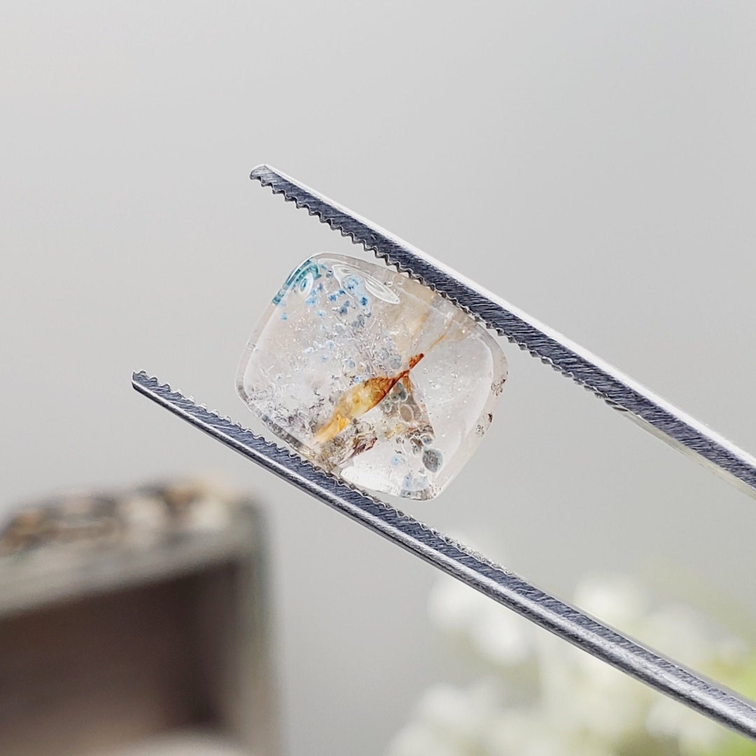 5.85ct Natural Paraiba Medusa Quartz 12x10mm Rectangle Cushion Cut Buff ...