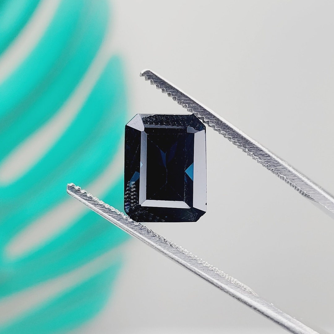 3.40ct Natural Dark Blue Spinel 10x7.5mm Emerald Shape Step Cut Loose ...