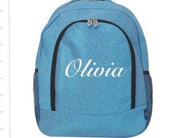 Personalized Embroidered GLITTER Backpack / Monogrammed Girl's Backpack ...