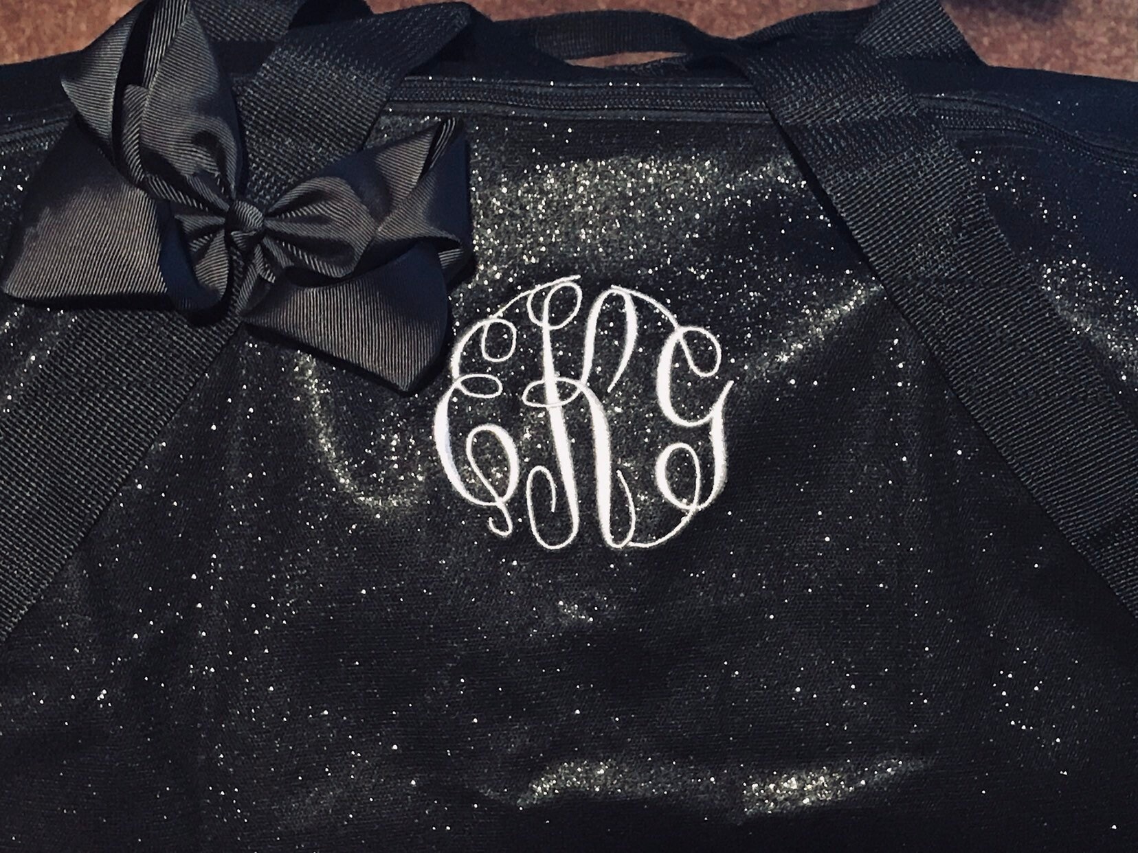 Glitter Dance Bag Monogrammed Cheer Bag Black Glitter Duffel | Etsy