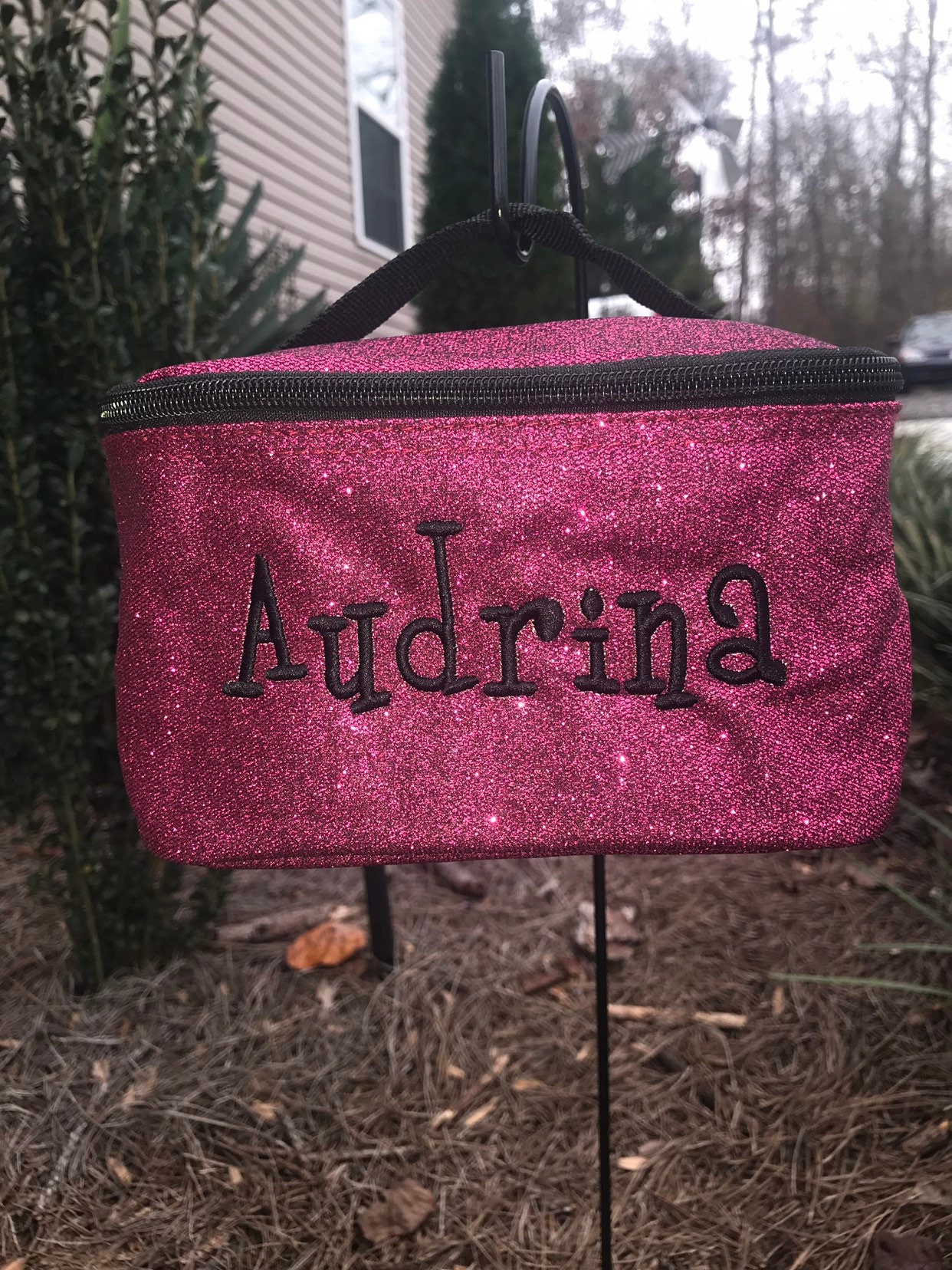 Personalized Pink Glitter Cosmetic Case Cosmetic Bag Makeup | Etsy