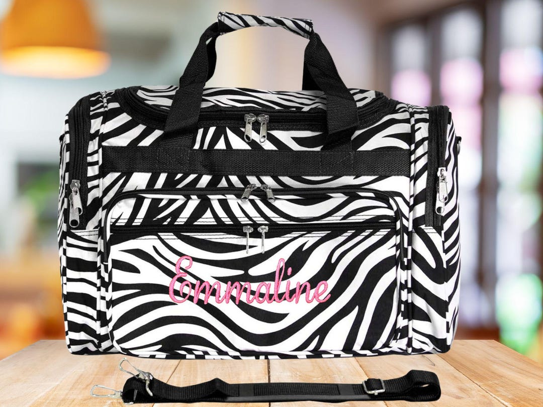 Zebra Print Personalized Duffle Bag, Monogram Overnight Bag, Gifts for ...