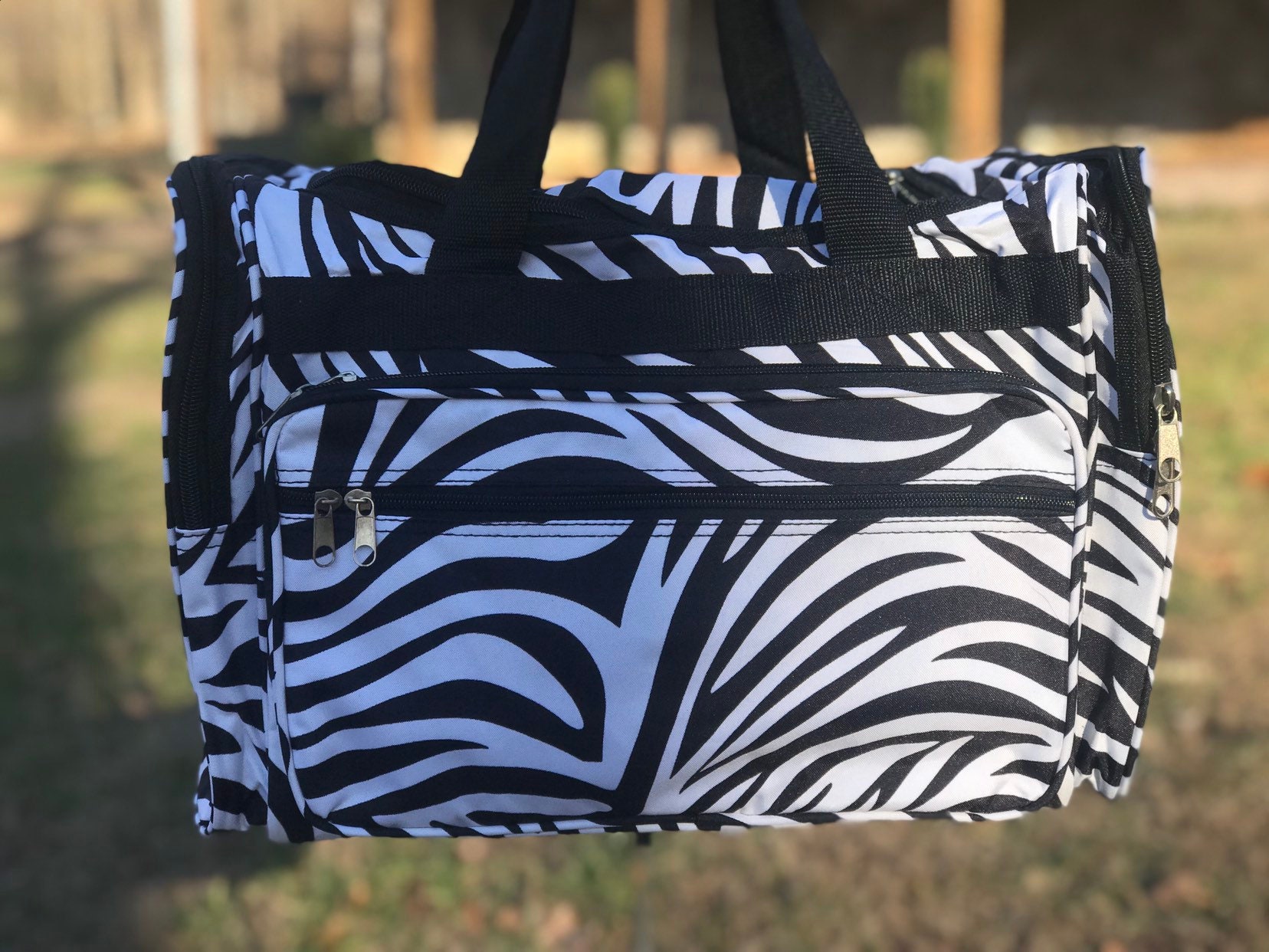 Zebra print Personalized Duffle Bag Monogram Overnight bag - Etsy.de