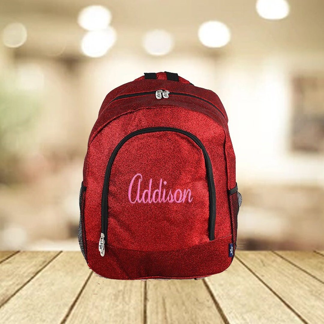 Personalized Embroidered GLITTER Backpack / Monogrammed Girl's Backpack ...