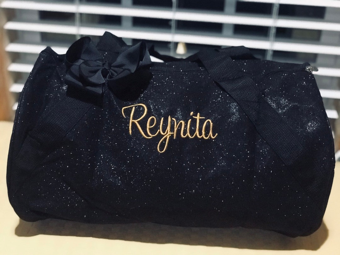Glitter Dance Bag Monogrammed Cheer Bag Black Glitter Duffel Overnight ...