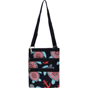 Personalized Preppy Turtle Print Handbag / Crossbody / Over Shoulder ...