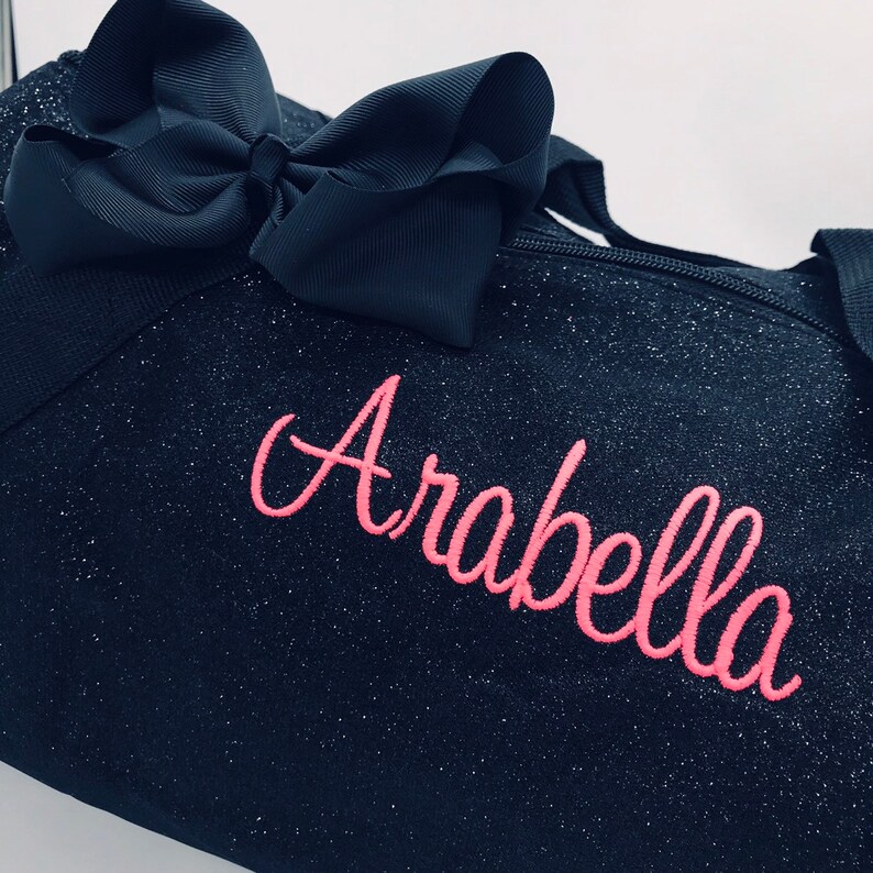 Glitter Dance Bag Monogrammed Cheer Bag Black Glitter Duffel - Etsy
