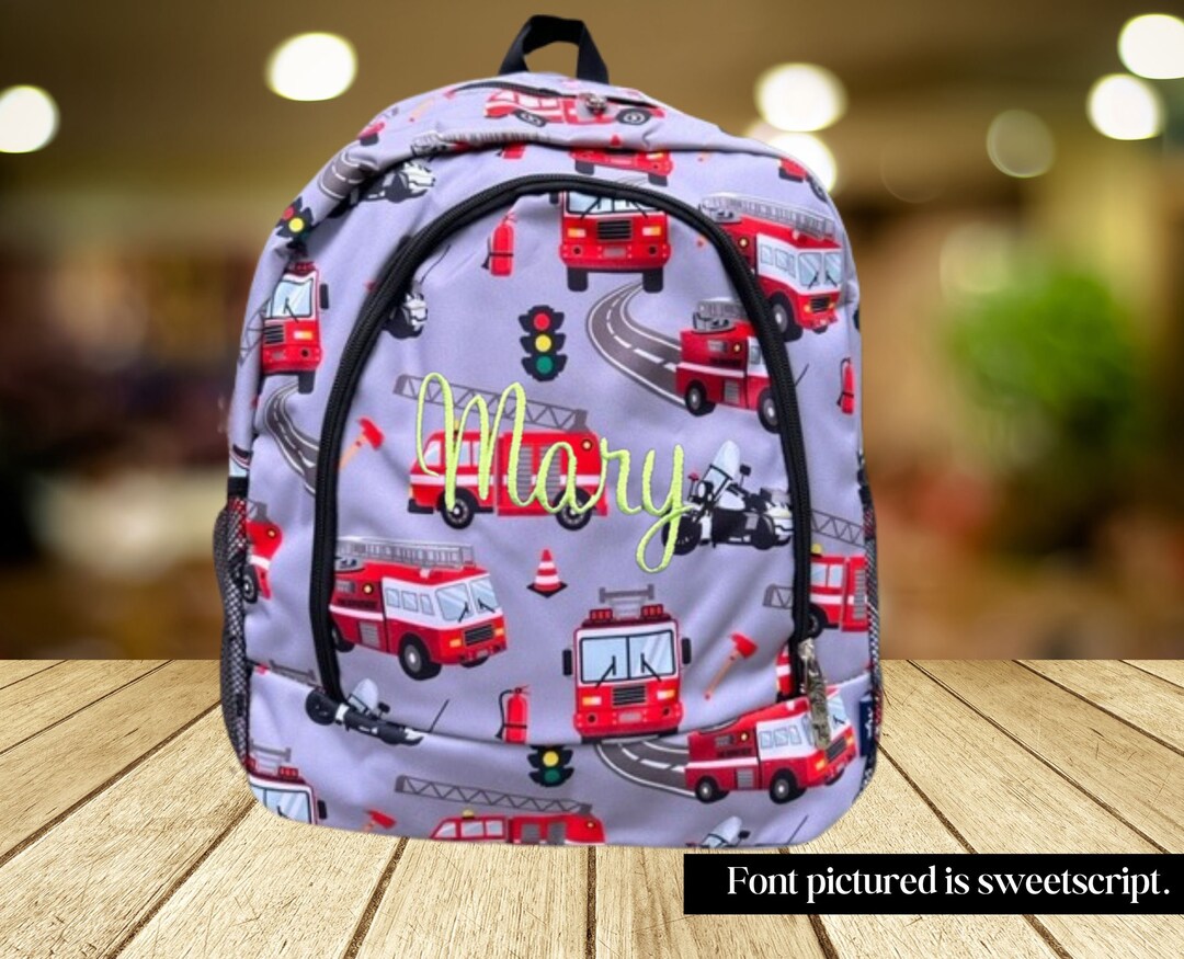 Firetruck Backpack/bookbag - Boys or Girls Backpack - Personalized ...