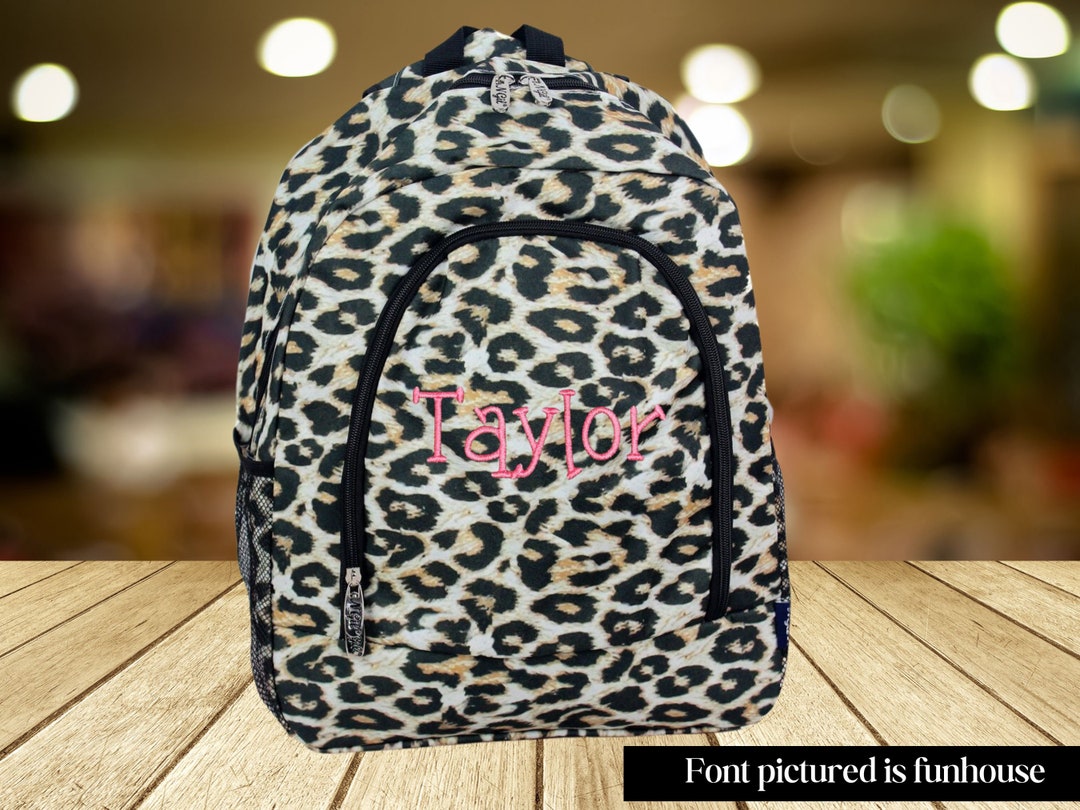 Personalized Leopard Backpack, Monogrammed Bag, Girly Backpack, Animal ...