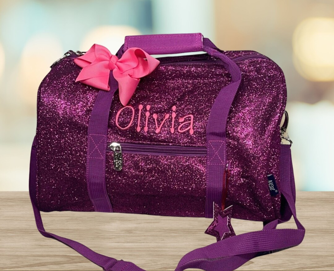 Dance Bag, Purple Glitter Mini Duffel, Personalized Ballet for ...