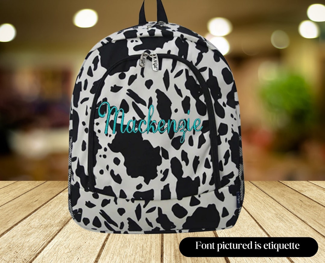 Personalized Cow Print Backpack, Country Bookbag, Farm Backpack, Cute ...