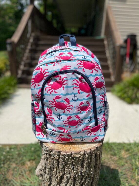 Personalized Nautical Backpack Embroidered Backpack Crabs - Etsy