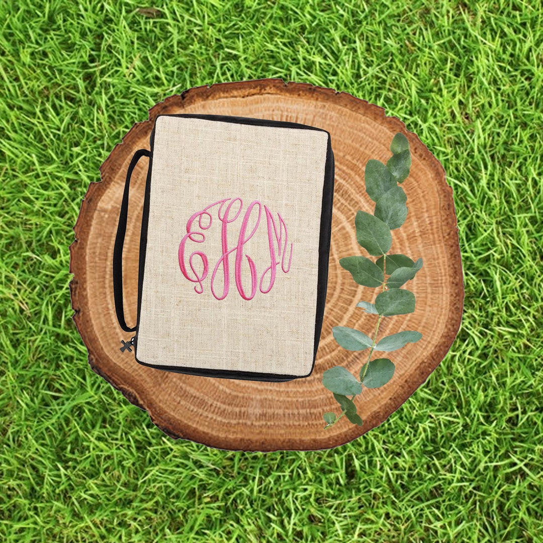 Monogrammed Linen Bible Cover - Monogrammed Gifts - Monogrammed Bible ...