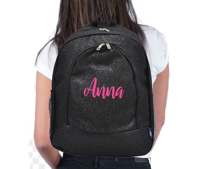 Personalized Embroidered GLITTER Backpack / Monogrammed Girl's Backpack ...