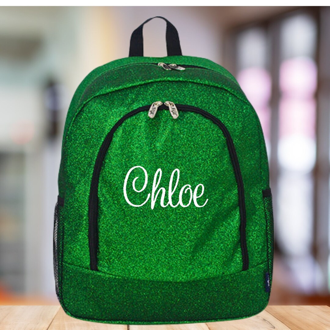 Personalized Embroidered GLITTER Backpack / Monogrammed Girl's Backpack ...