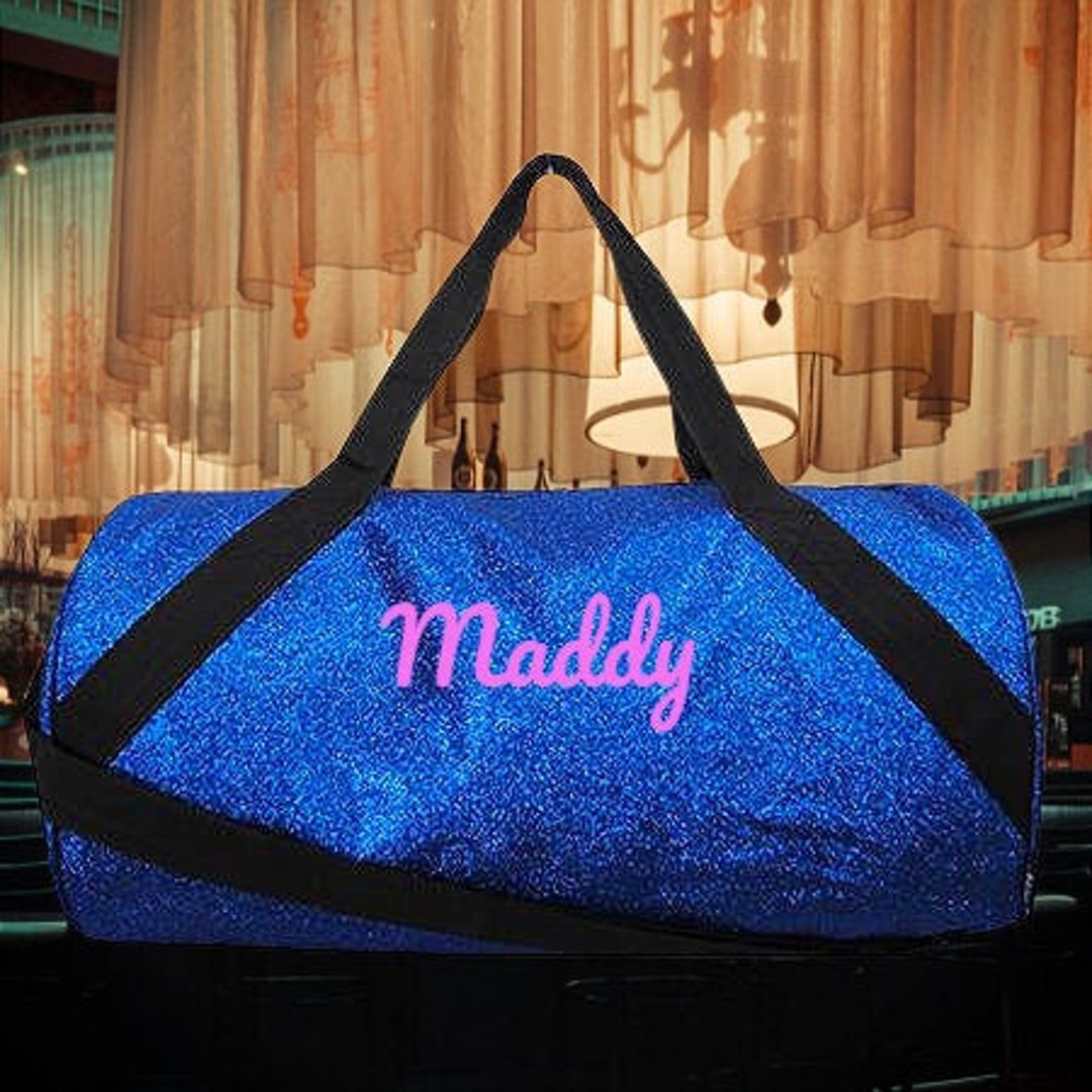 Glitter Dance Bag , Monogrammed Cheer Bag, Blue Glitter Duffel ...