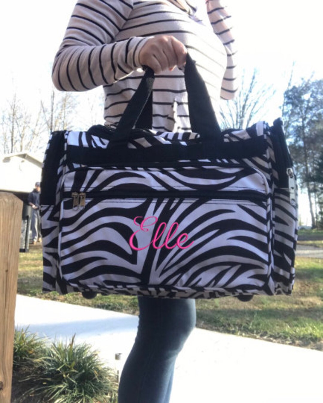 Zebra Print Personalized Duffle Bag, Monogram Overnight Bag, Gifts for ...