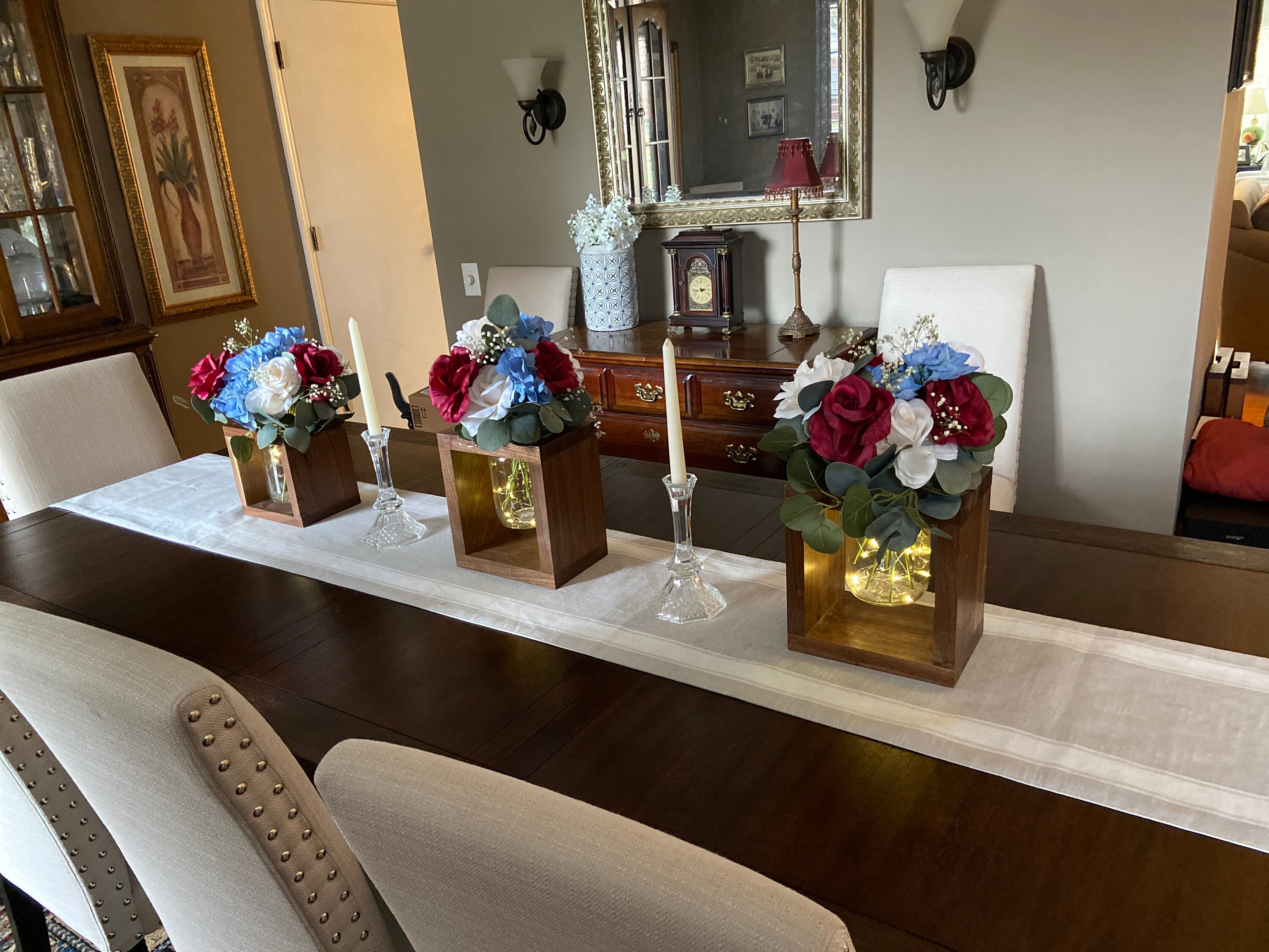 Solid Walnut Mason Jar Lamp Centerpiece. - Etsy