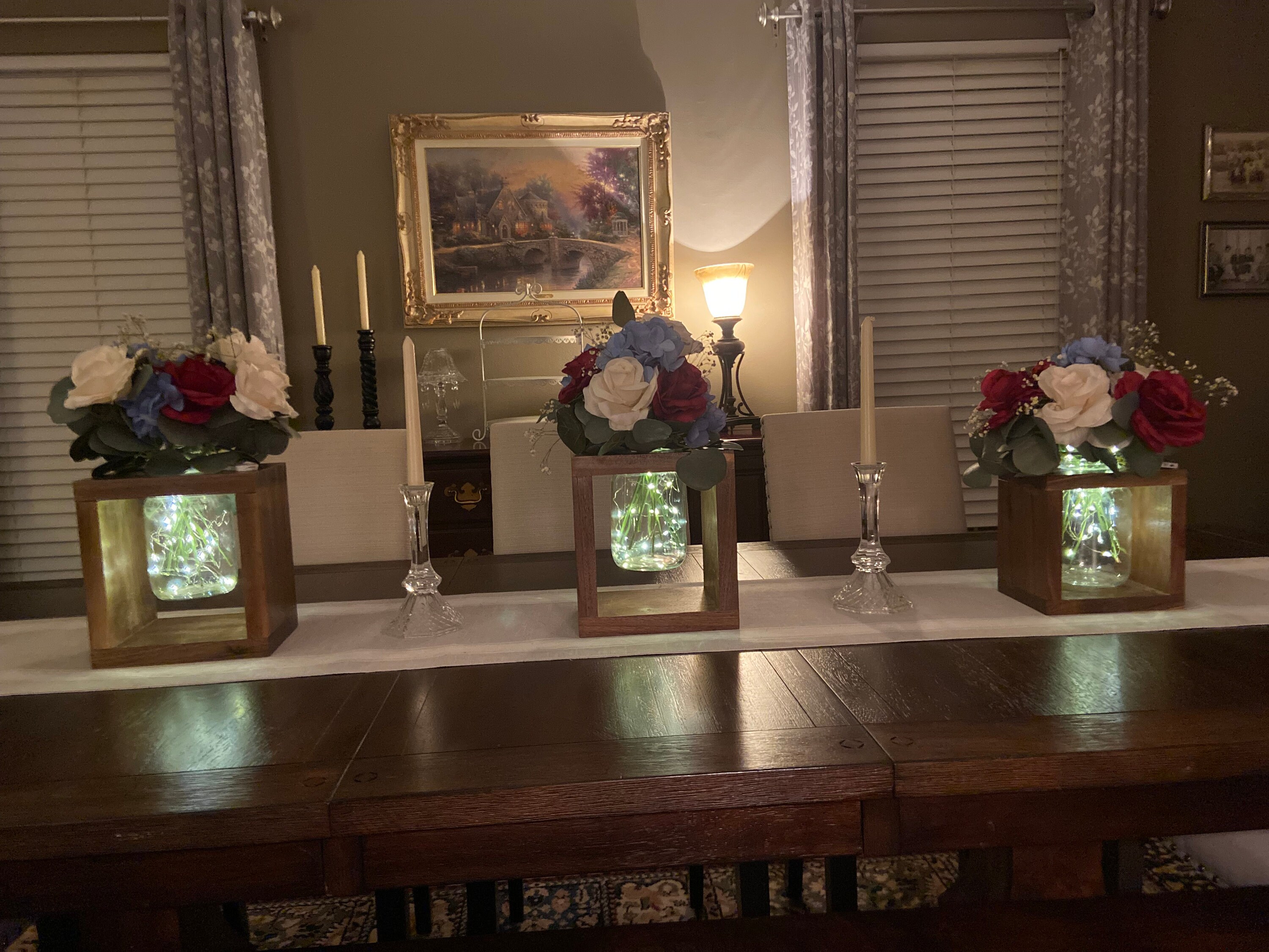 Solid Walnut Mason Jar Lamp Centerpiece. - Etsy