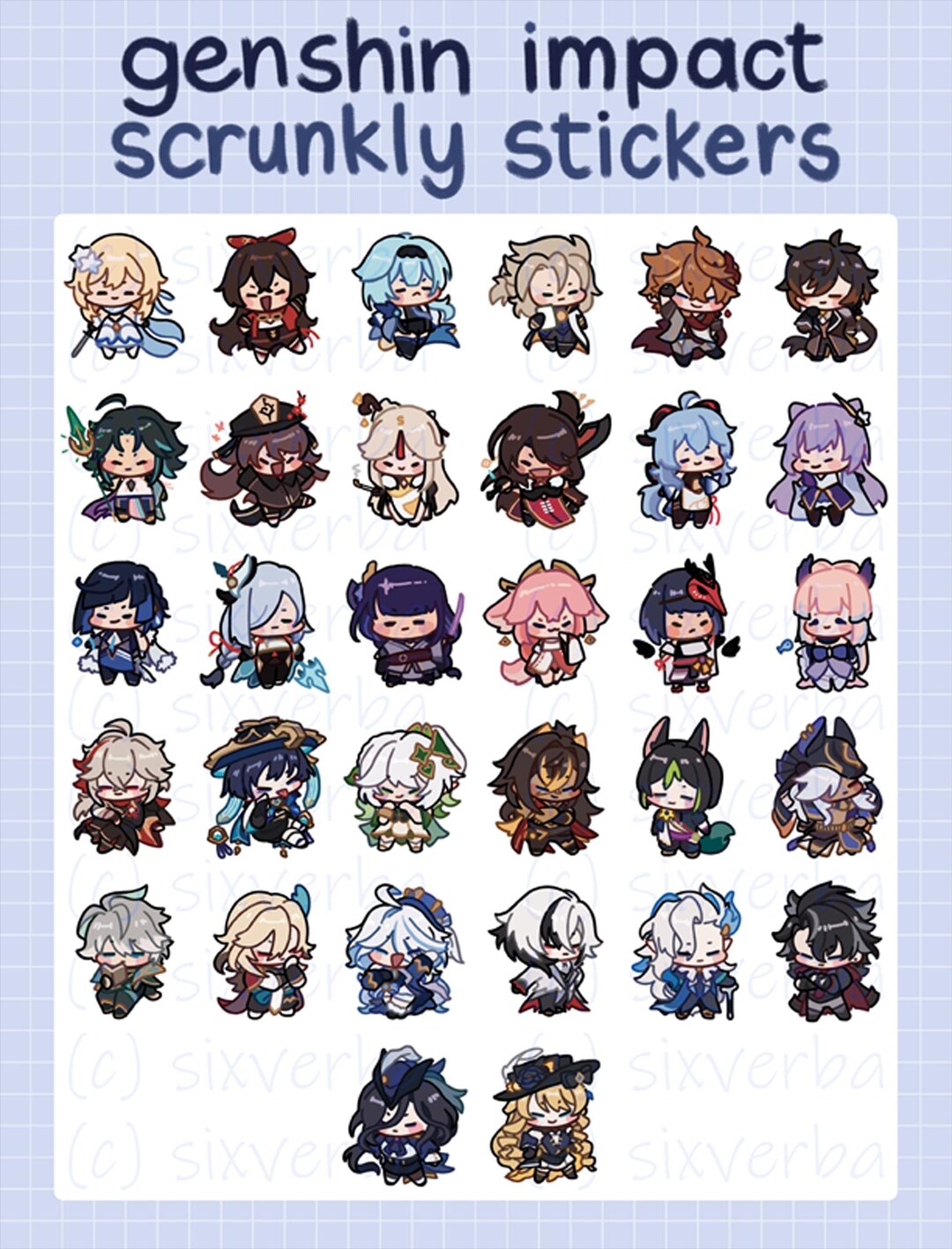 Genshin Impact Scrunkly Stickers - Etsy