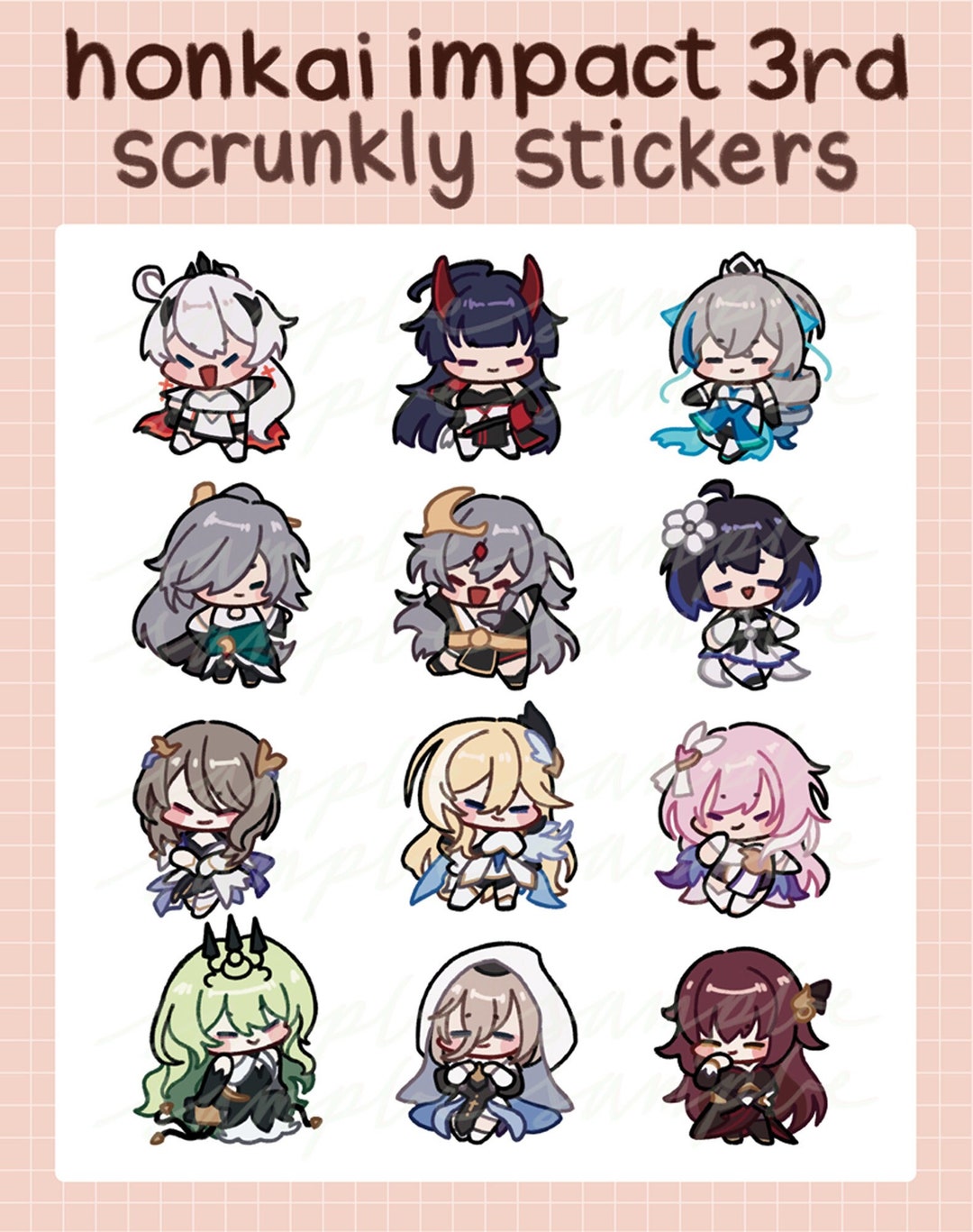 Honkai Impact 3rd Scrunkly Stickers - Etsy