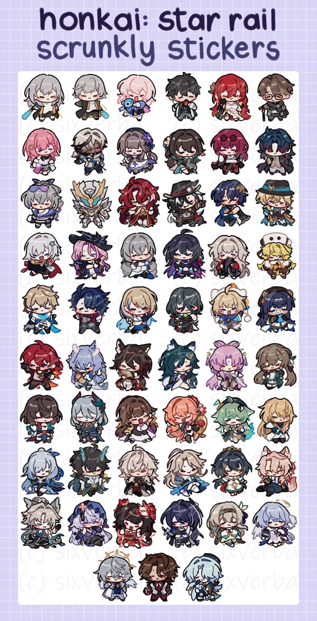 Honkai: Star Rail Scrunkly Stickers (version 1.0 - 2.7) - Etsy