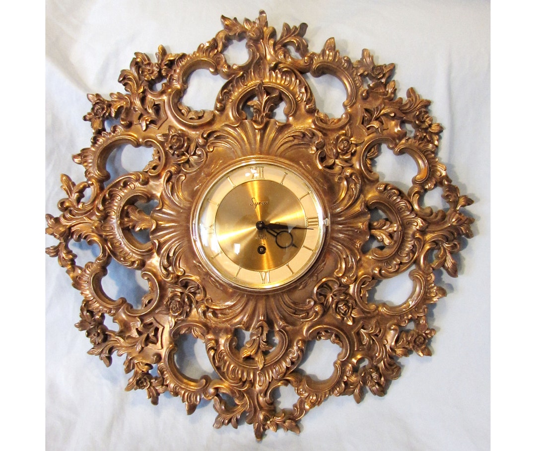 Sensational Vintage Rococo Style 8 Day Wind up Wall Clock, Syracuse ...
